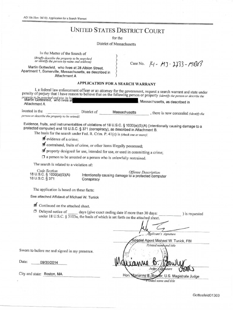 Search Warrant Affidavit With Blackouts PDF | PDF