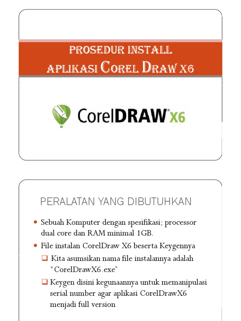 PROSEDUR Install Corel Draw x6 | PDF