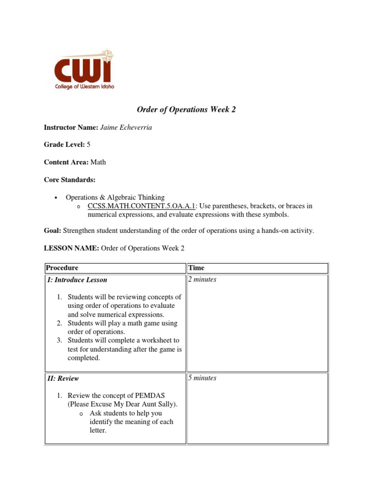 Lesson Plan Educ 230 | PDF | Bracket | Change