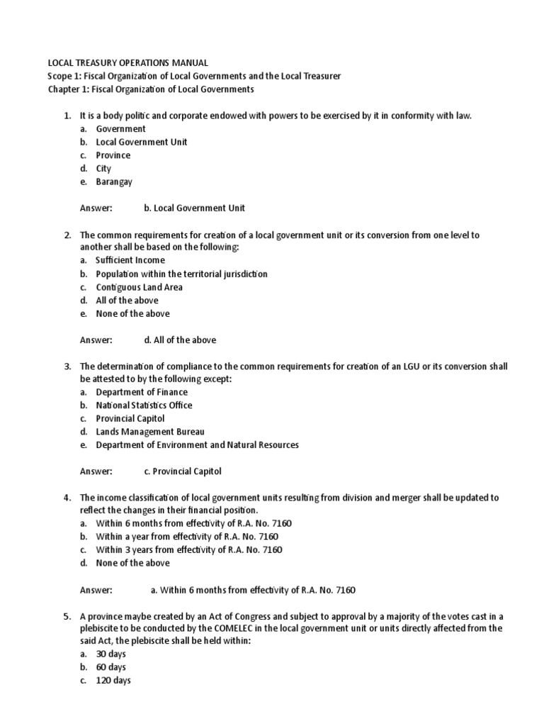 BCLTE Reviewer for Local Treasury Exam | PDF | Local Government | Justice