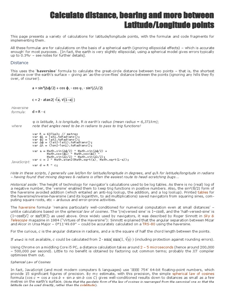 Calculate Distance Point and Line | PDF | Latitude | Trigonometric ...
