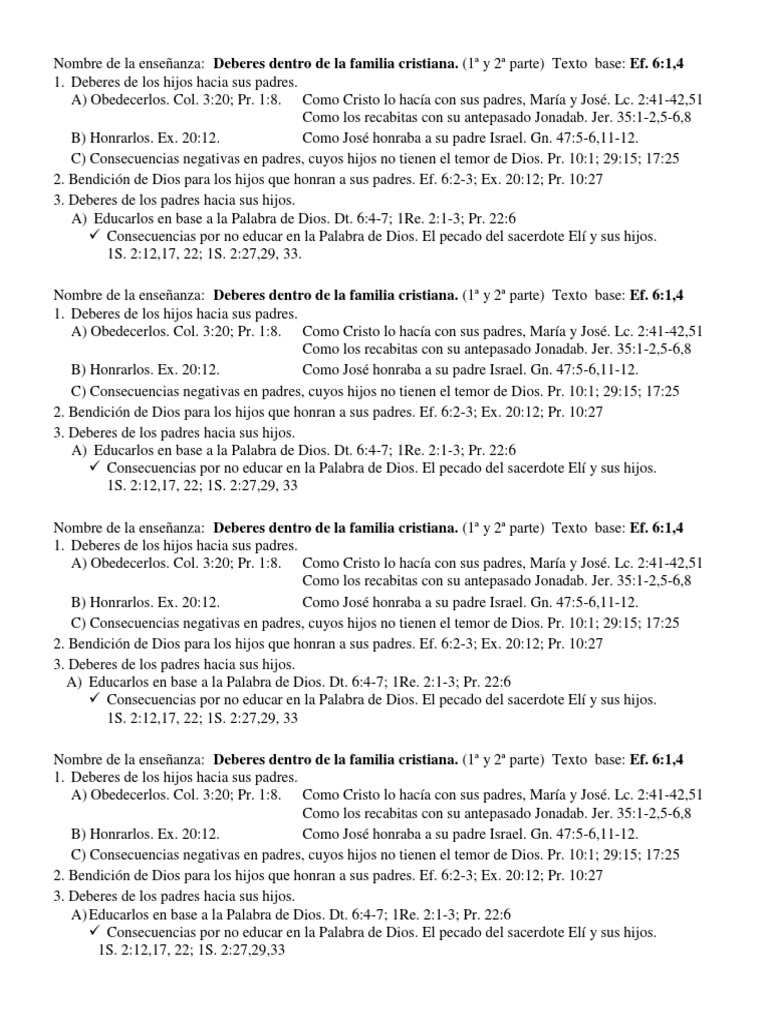 Bosquejo Deberes Dentro de La Familia Cristiana. 1 y 2 Parte. | Credos religiosos | Creencia y ...
