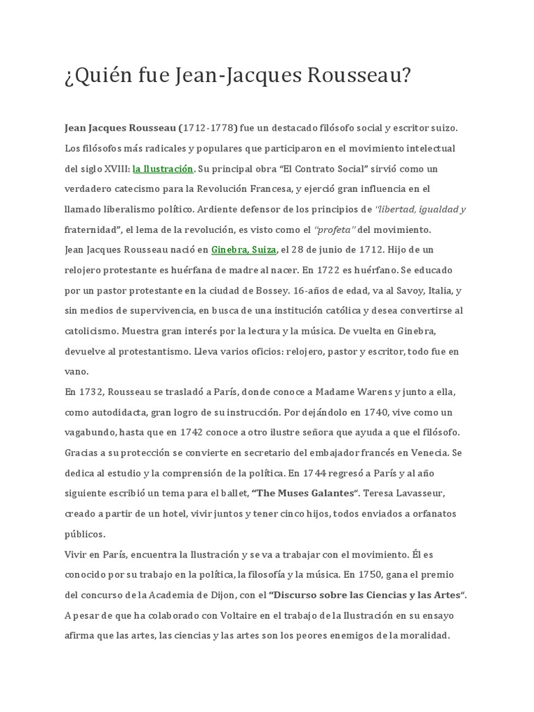 ¿Quién Fue Jean-Jacques Rousseau? | PDF | Jean-Jacques Rousseau ...