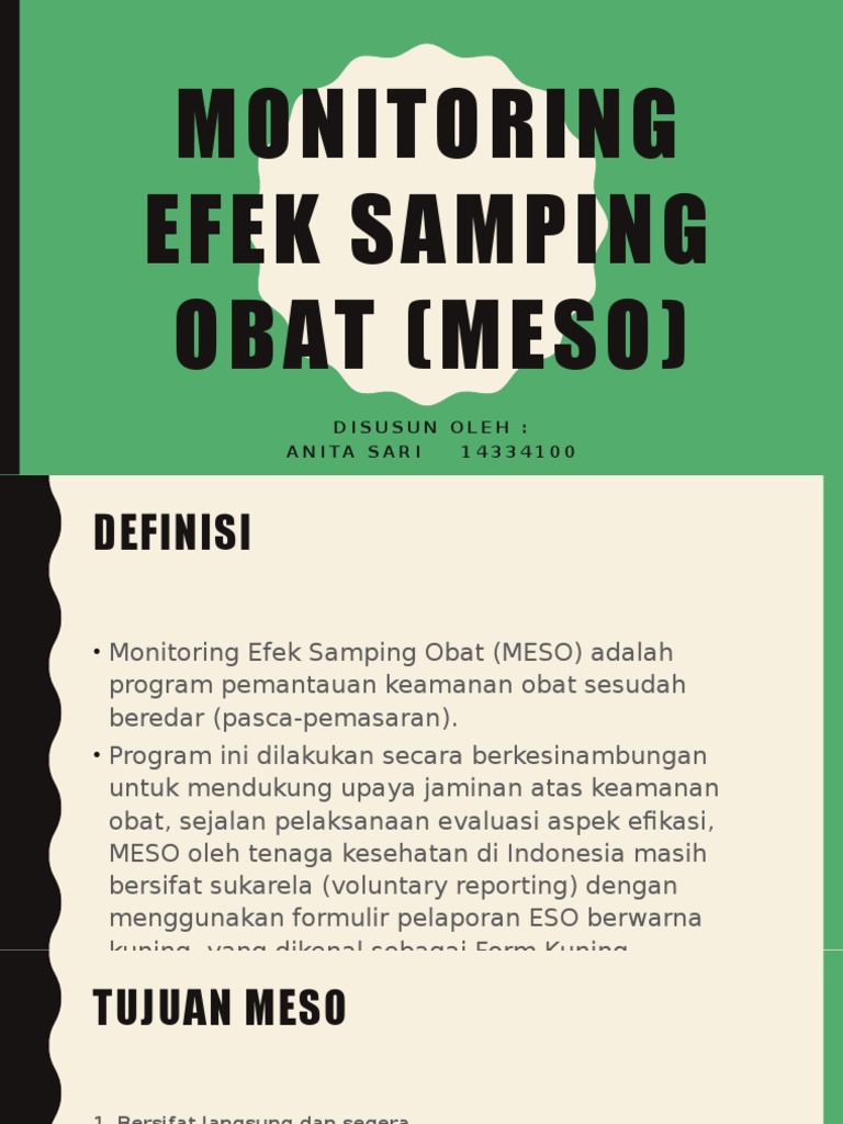 Pemantauan Efek Samping Obat (MESO) | PDF | Kesehatan Holistik