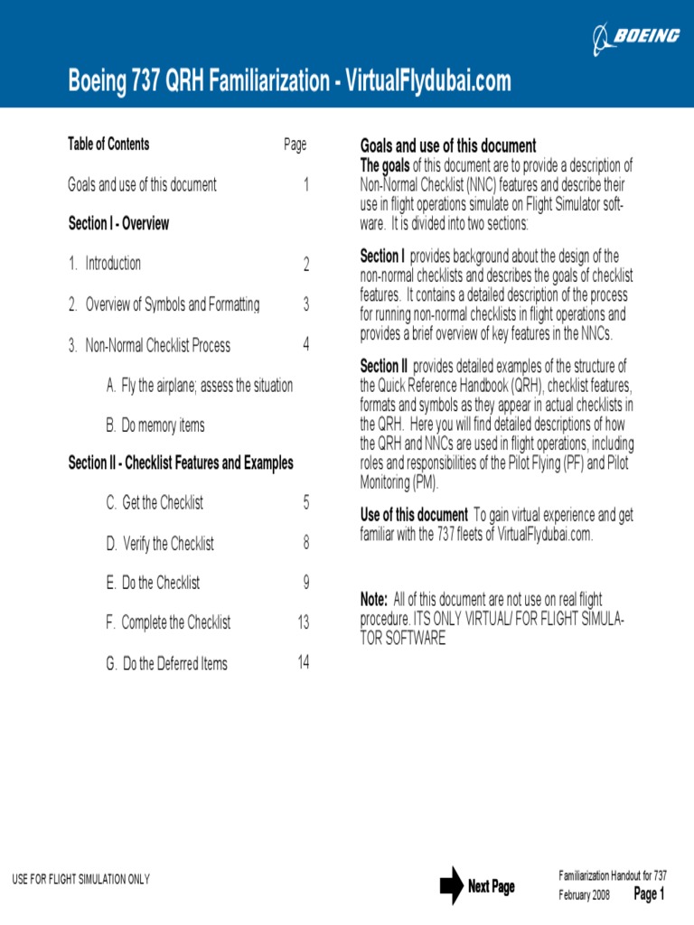 Boeing 737 QRH Familiarization | PDF | Memory | Simulation