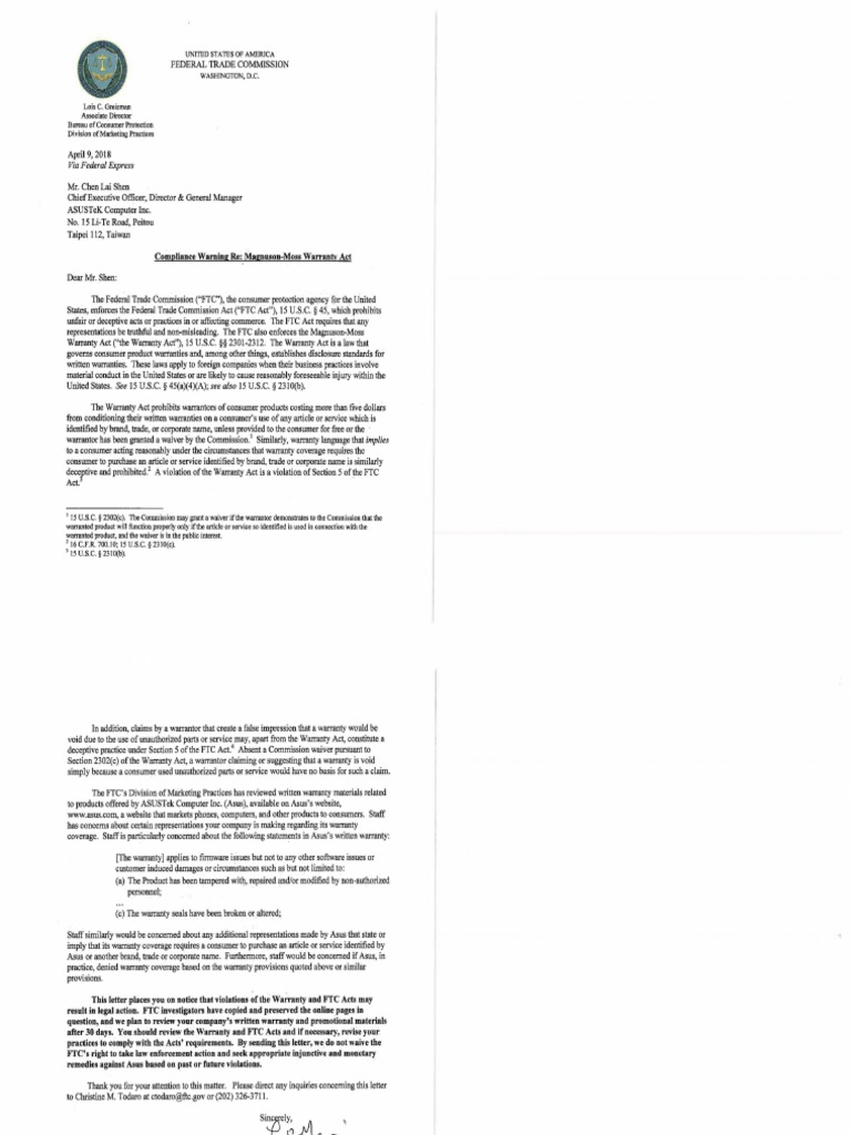 Warning Letters FTC April 2018 | PDF | Federal Trade Commission ...