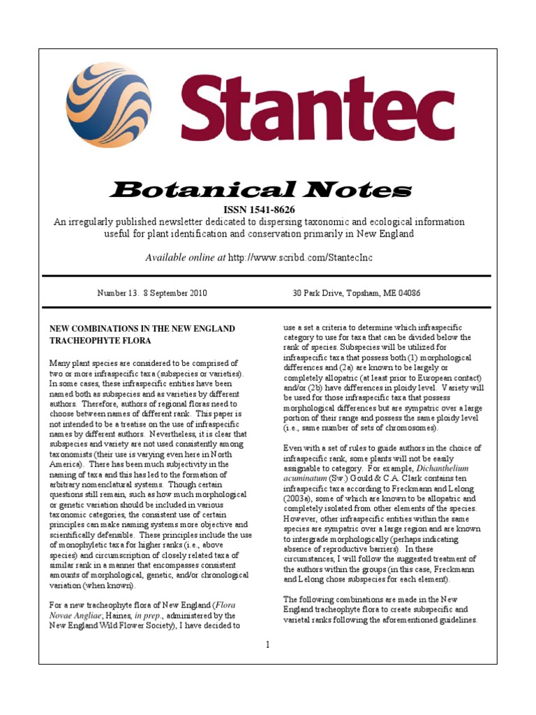 Botanical Notes 13 | PDF | Botanical Nomenclature | Species