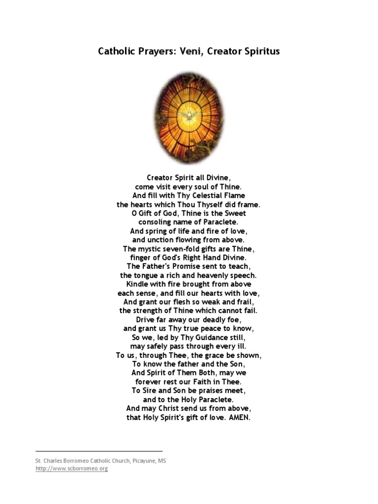 Catholic Prayers - Veni, Creator Spiritus | PDF