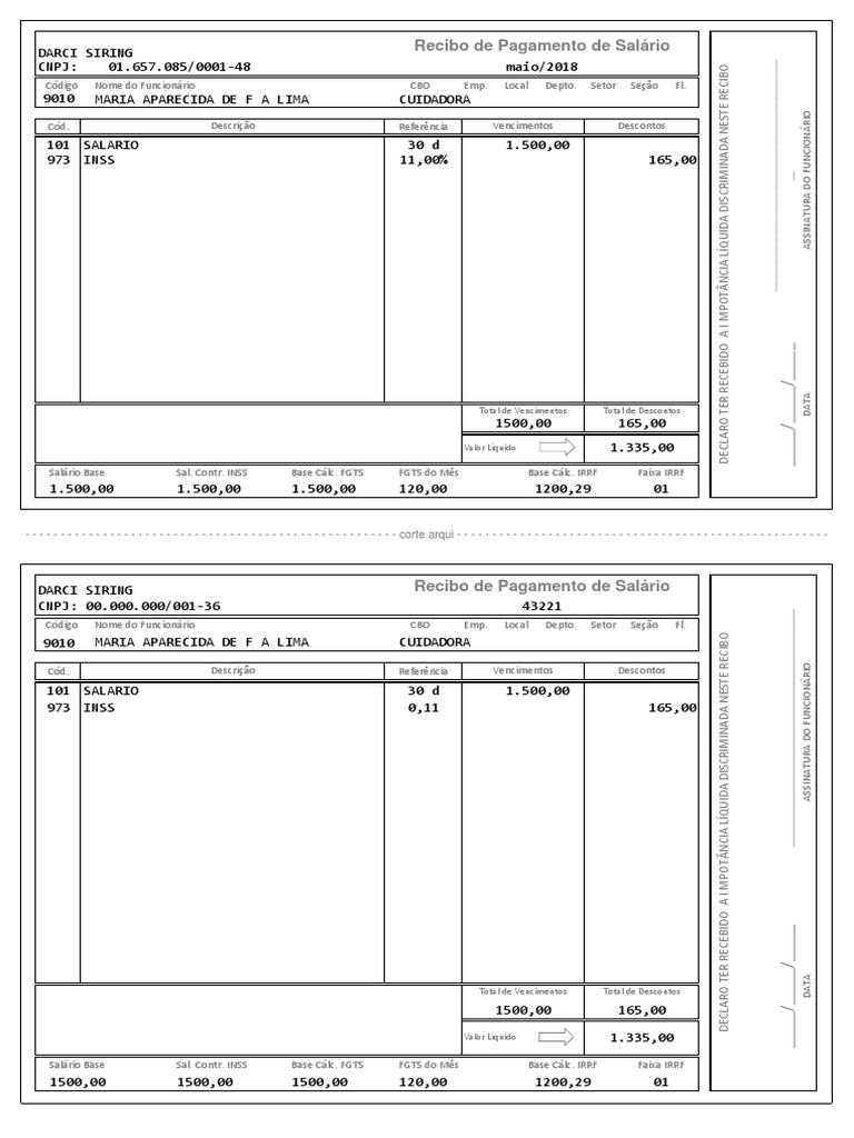Holerite Recibo de Salario 3.0 | PDF | Compensação de Emprego ...