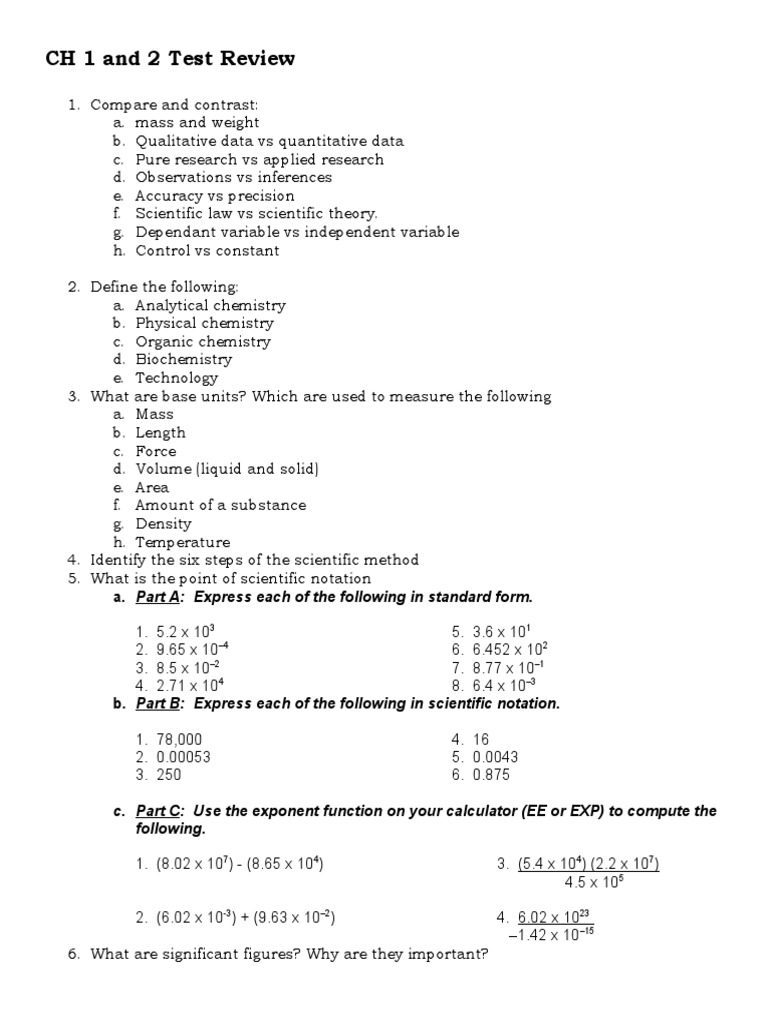 Chapter 1 & 2 Science Test Review | PDF | Teaching Methods & Materials ...