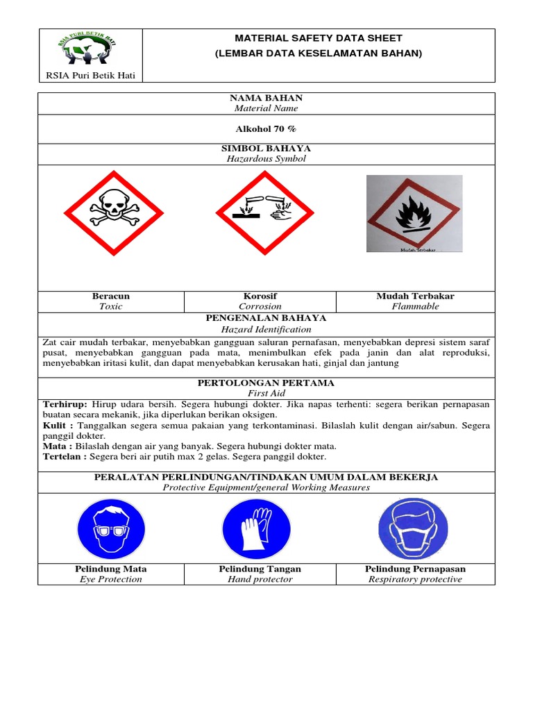 MSDS Alkohol 70% | PDF