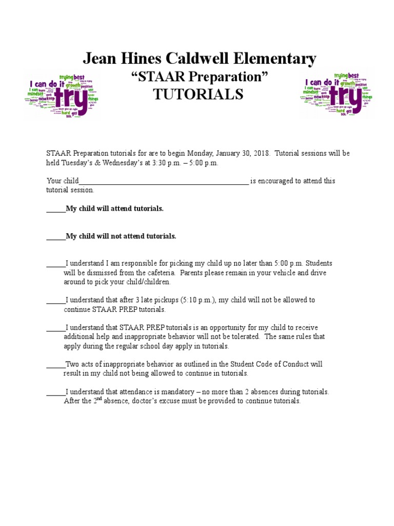 STAAR Preparation Tutorials Schedule | PDF | Change | Behavior Modification