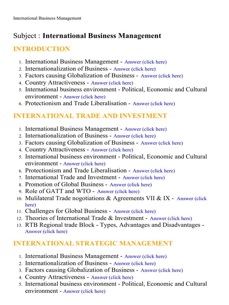 International Business Management Overview | PDF | International ...