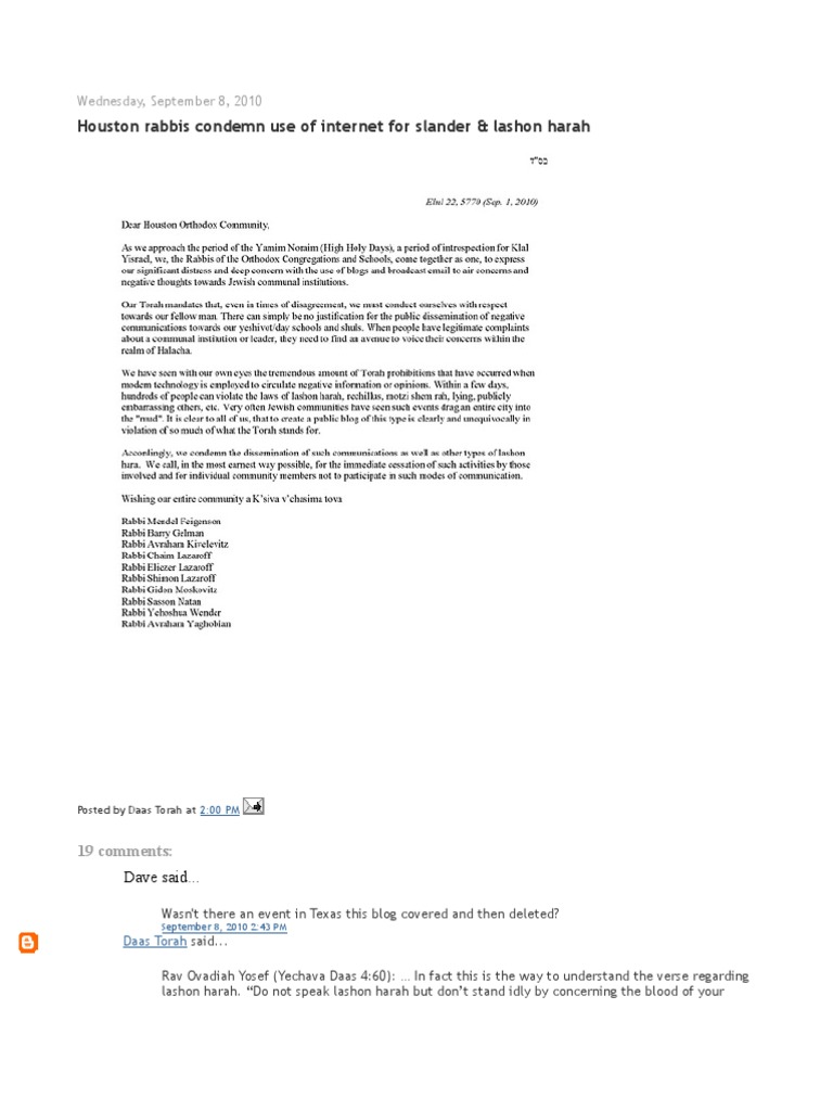 Letter by Houston Rabbis | PDF | Rabbi | Chabad