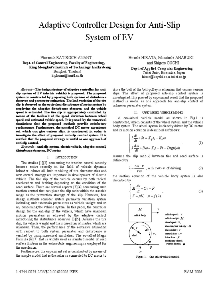 Adaptive Controller Design For Anti-Slip System of Anti-Slip System of ...