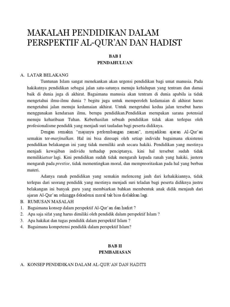 Makalah Pendidikan Dalam Perspektif Alquran | PDF | Karier & Perkembangan