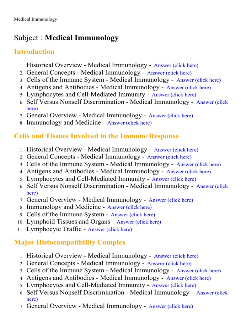 Overview of Medical Immunology Concepts | PDF | Major ...