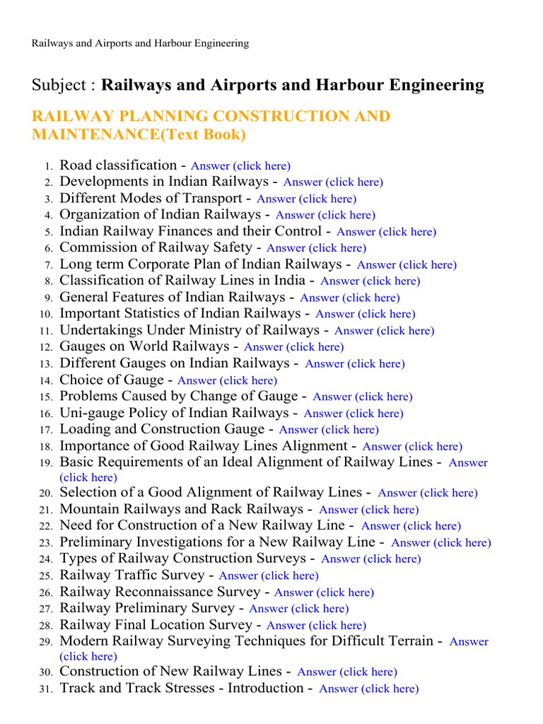 Railways and Airports and Harbour Engineering - Lecture Notes, Study ...