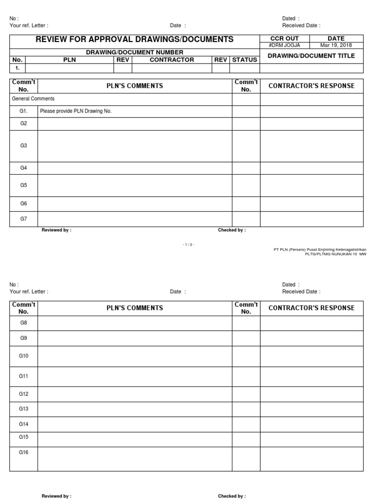 Review For Approval Drawings/Documents | PDF