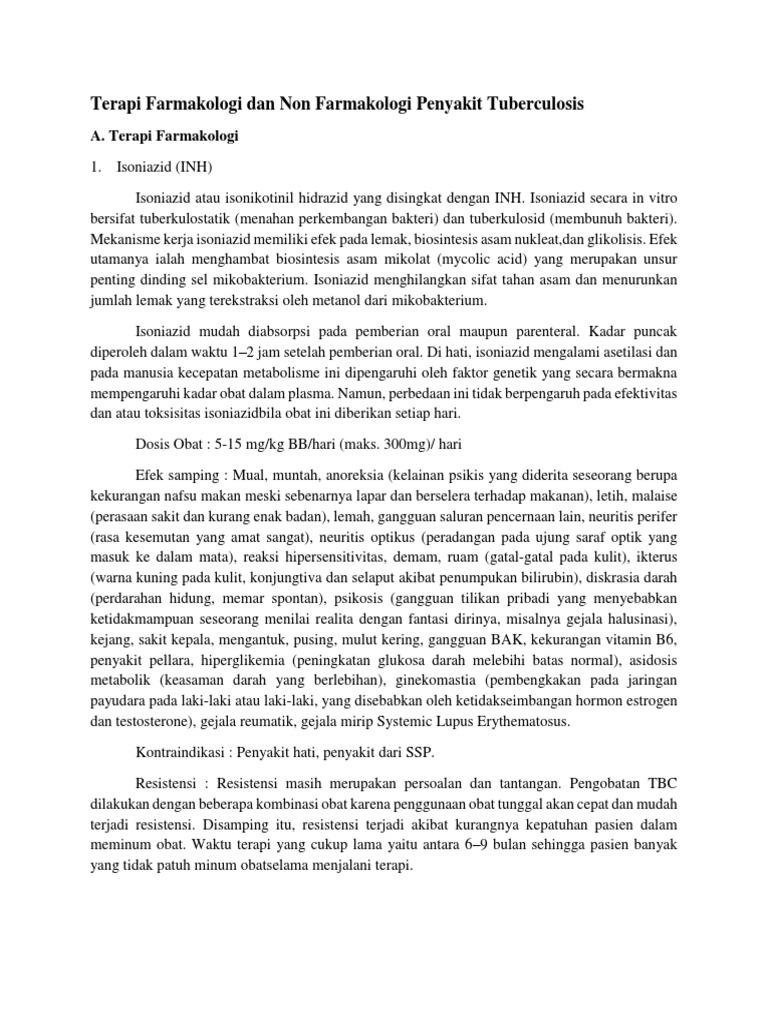 Terapi Farmakologi Dan Non Farmakologi Penyakit Tuberculosis | PDF ...