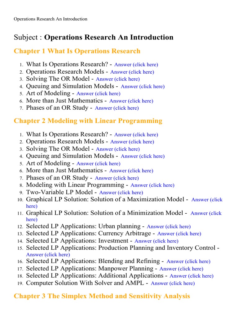 Operations Research An Introduction - Lecture Notes, Study Material and ...