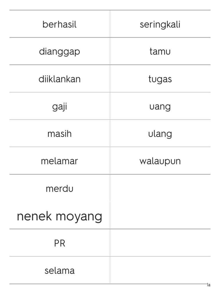 Indonesian Flash Cards | PDF