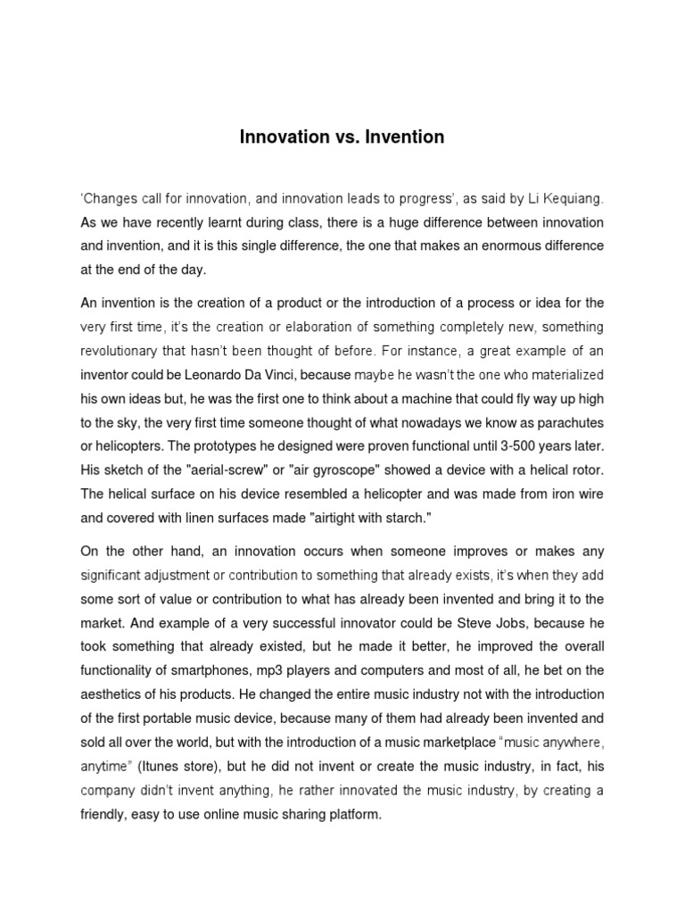 Innovation vs. Invention | Download Free PDF | Invention | Helicopter
