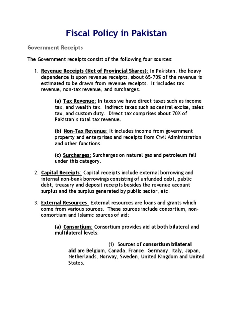 Fiscal Policy in Pakistan | PDF | Revenue | Taxes