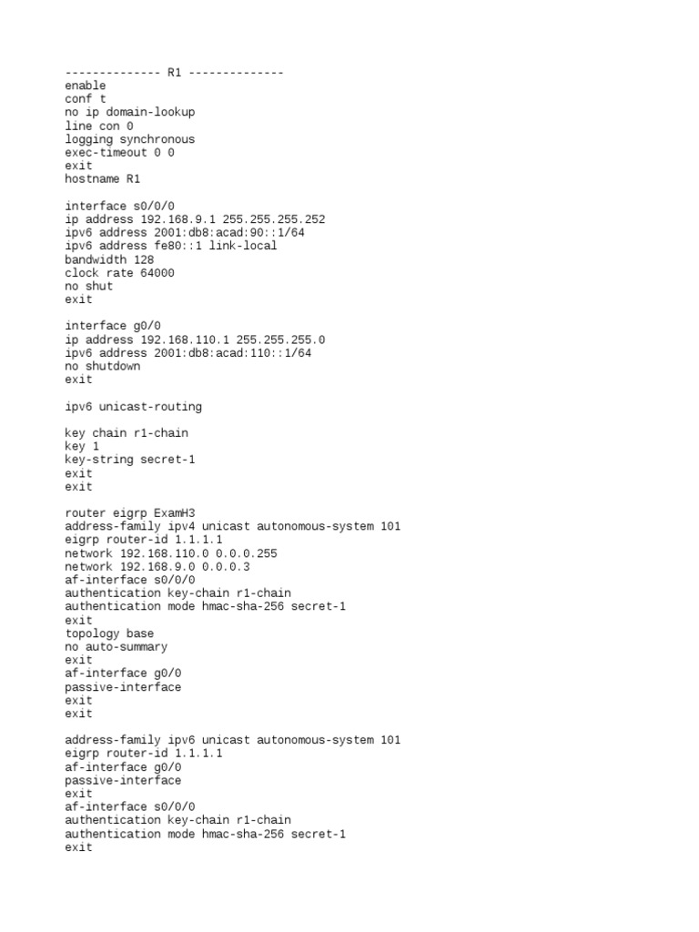EIGRP and OSPF Configuration Guide | PDF | I Pv6 | Ip Address