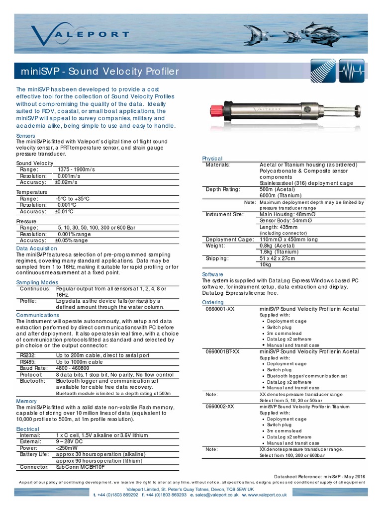 Valeport miniSVP | PDF | Sensor | Computer Engineering