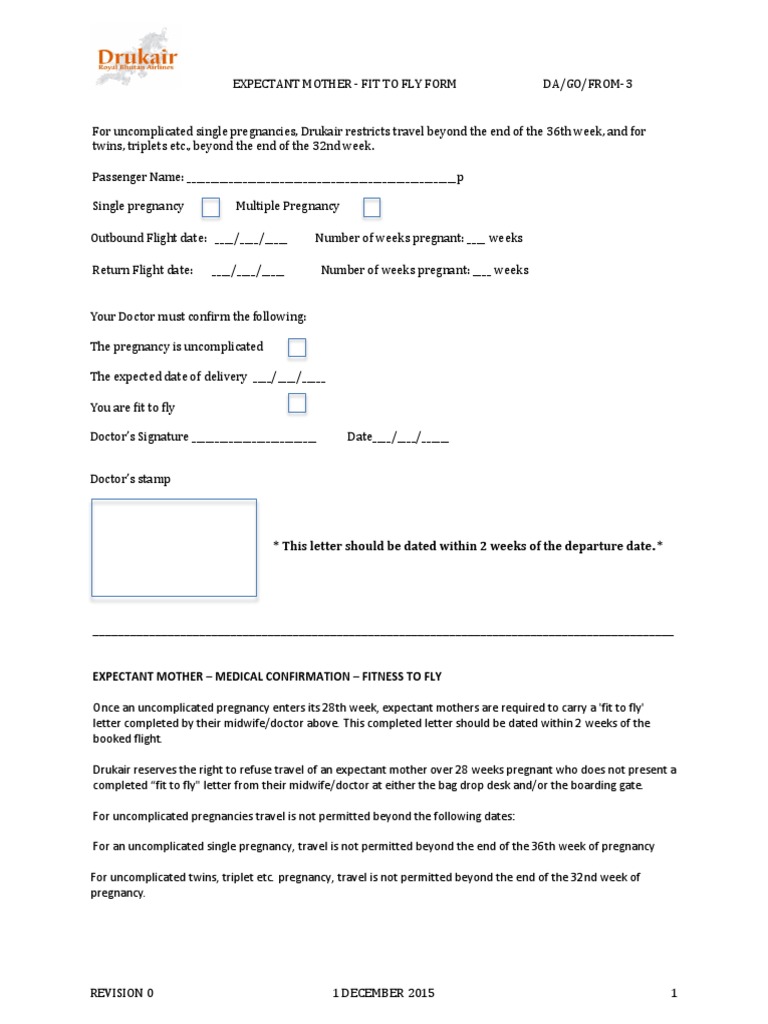 Fit To Fly Certificate Template