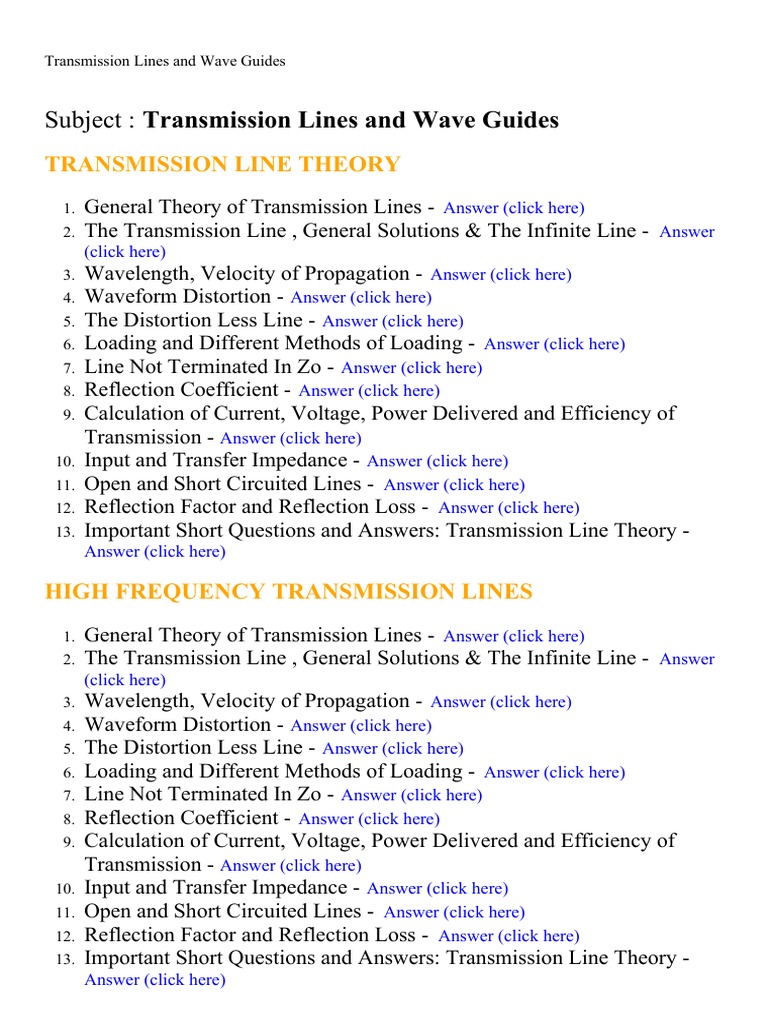 Key Concepts in Transmission Lines | PDF | Transmission Line | Waveguide