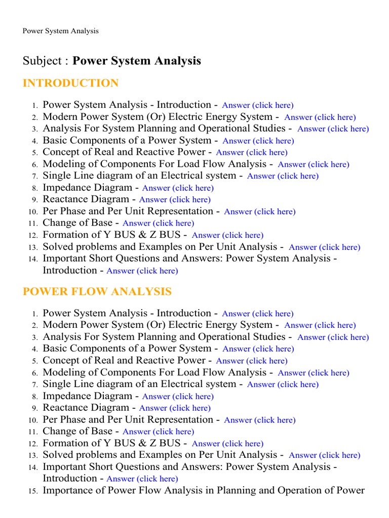 Power System Analysis - Lecture Notes, Study Material and Important ...
