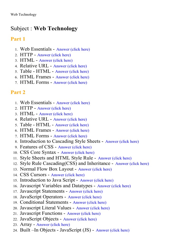 Web Technology - Lecture Notes, Study Material and Important Questions ...