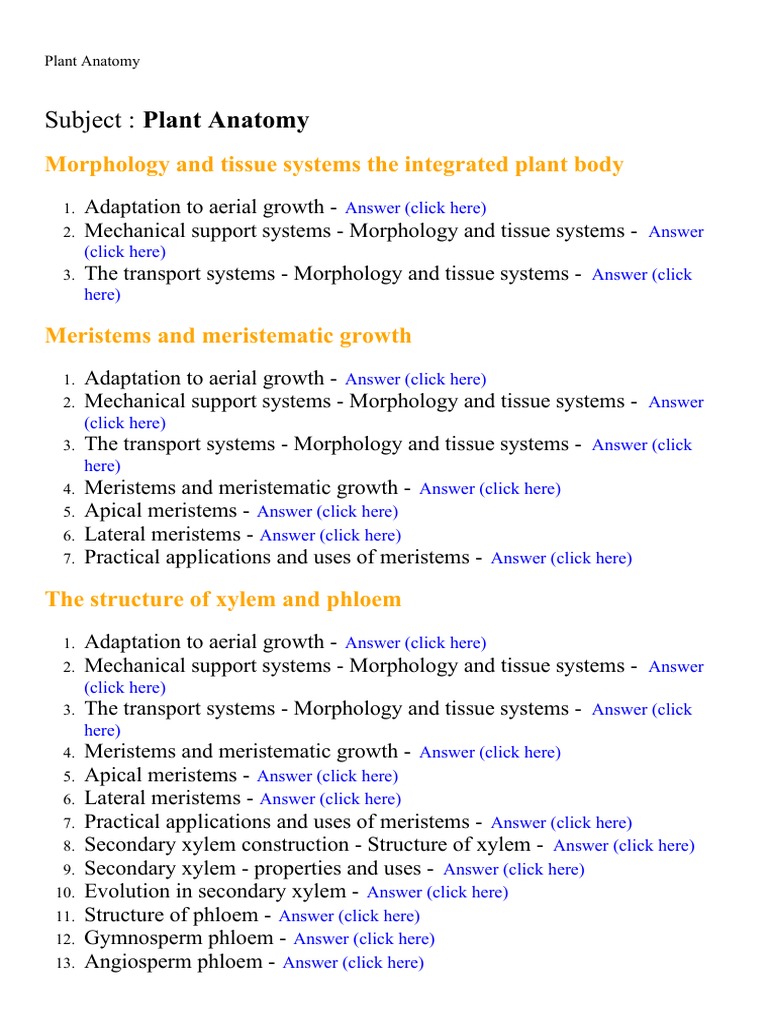 Plant Anatomy Overview and Resources | PDF | Plant Stem | Leaf