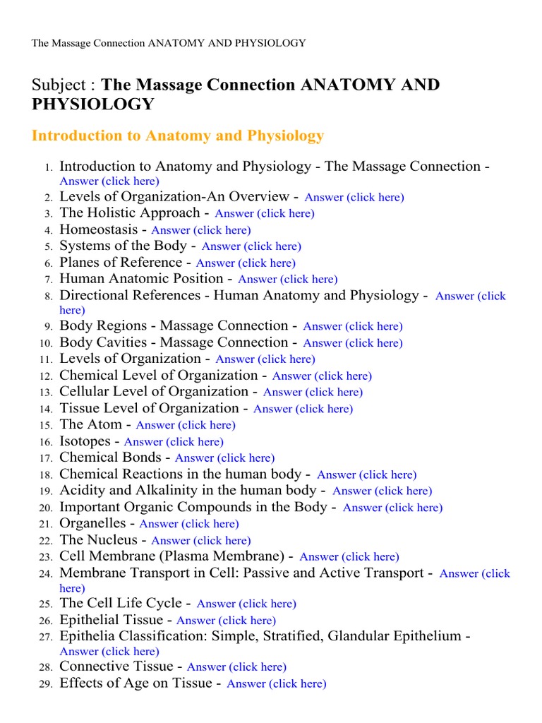 The Massage Connection Anatomy and Physiology - Lecture Notes, Study ...