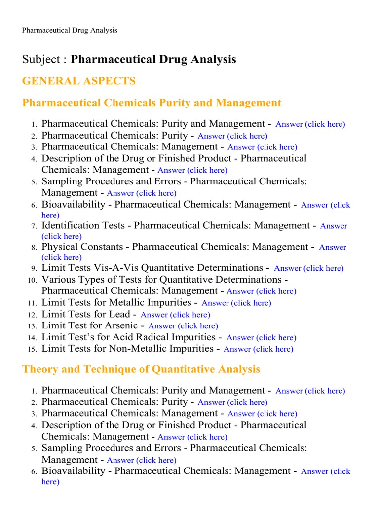 Pharmaceutical Drug Analysis Techniques | PDF | Assay | Analytical ...