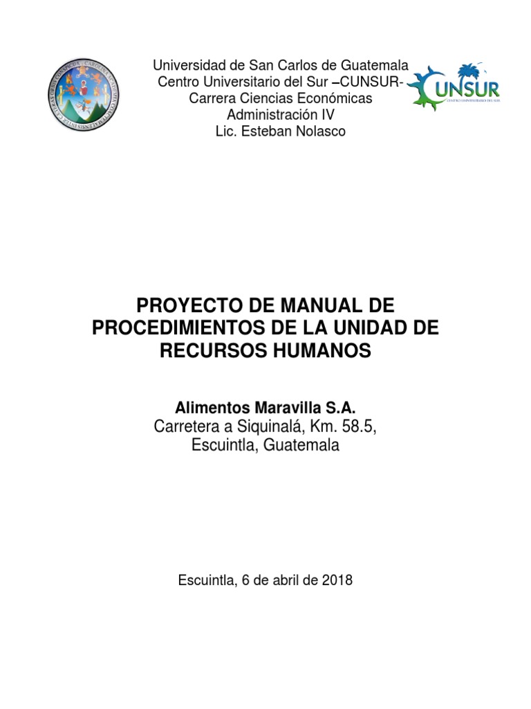 Manual de Procedimientos | PDF | Gestión de recursos humanos | Reclutamiento