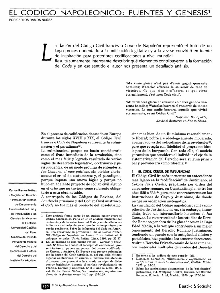 Orígenes del Código Napoleónico | PDF | Ley romana | Francia