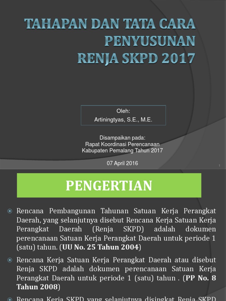 Paparan Penyusunan Renja SKPD 2017 | PDF