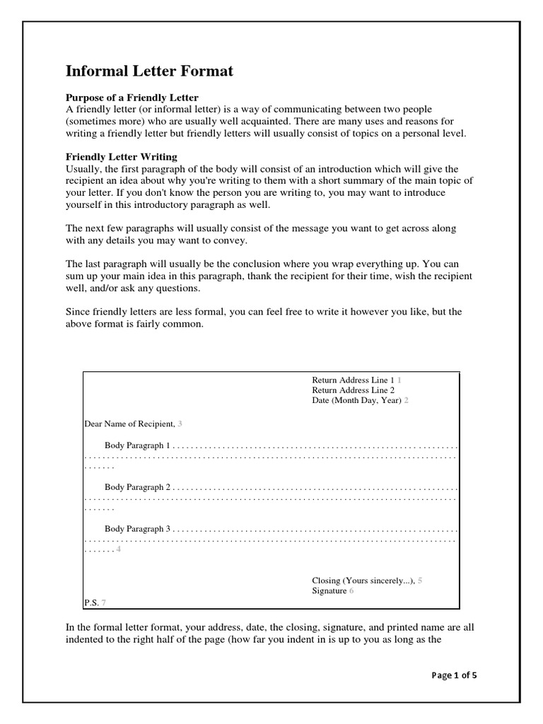 Informal Friendly Letter Format Write A Letter To Your Friend About