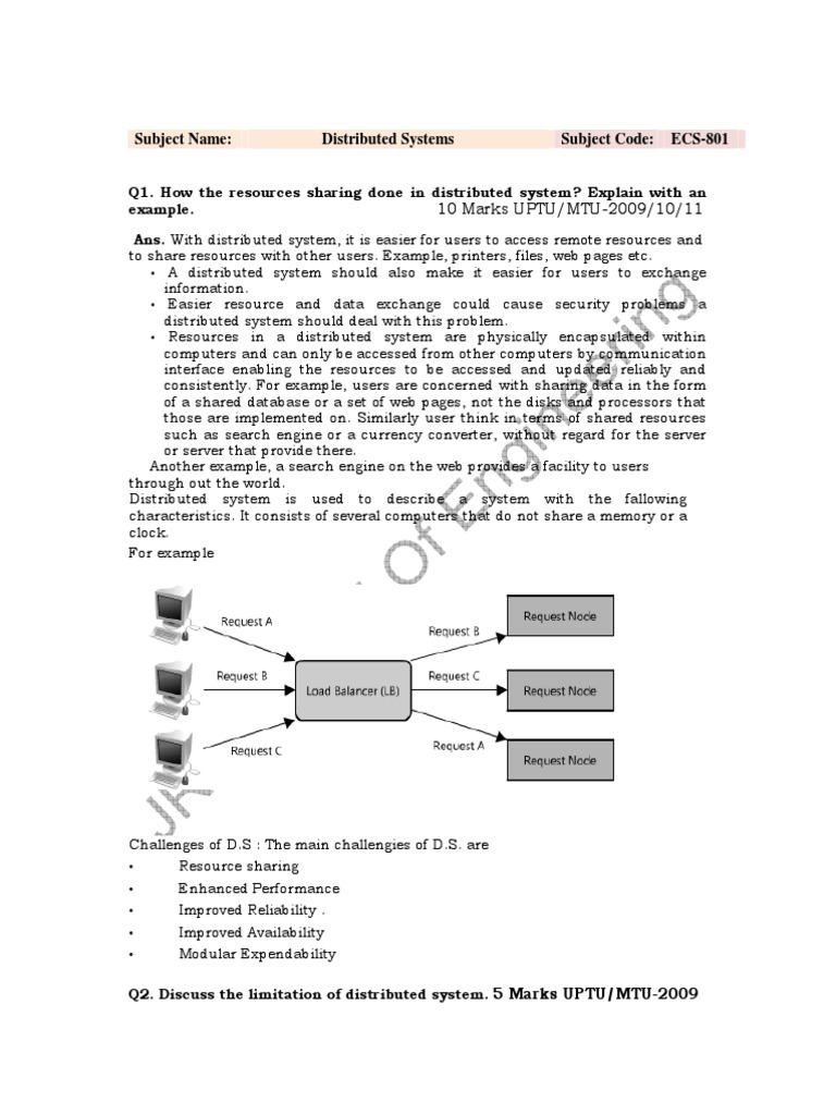 Distributed System 25 Questions | PDF | Public Key Cryptography | Key ...