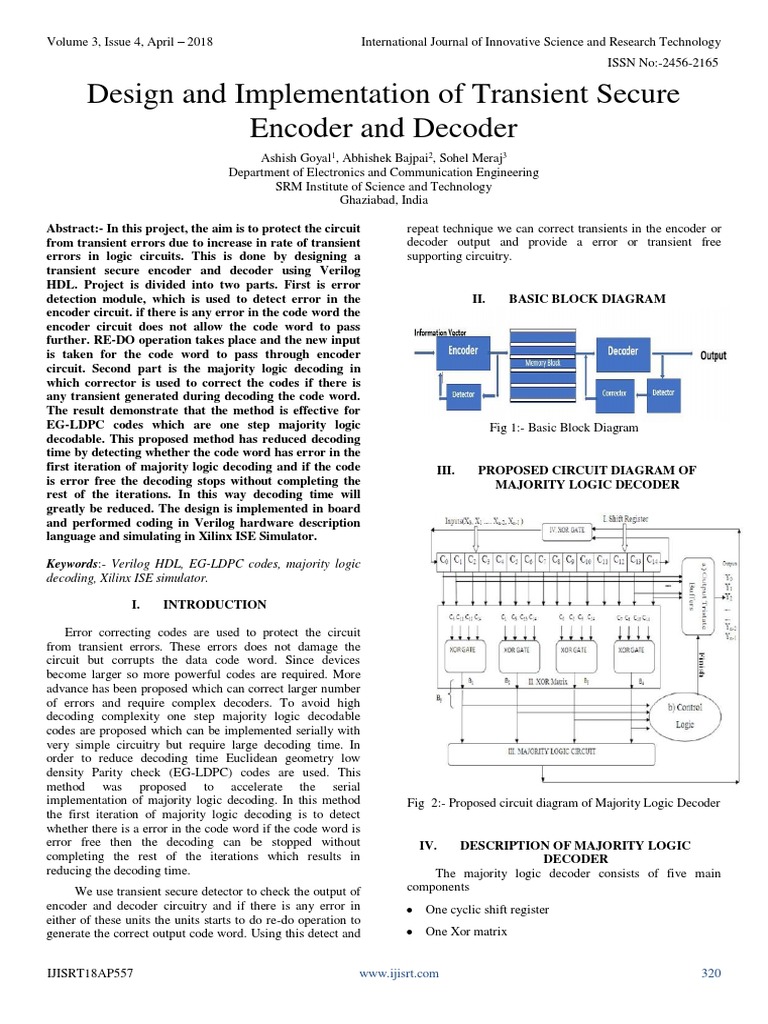 Design And Implementation Of Transient Secure Encoder And Decoder Pdf Hardware Description