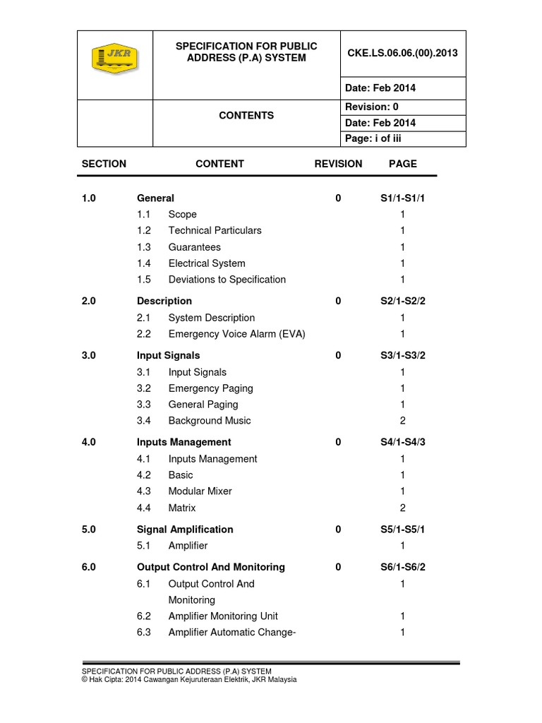 Specification For Public Address (P.a) System | PDF | Battery Charger ...