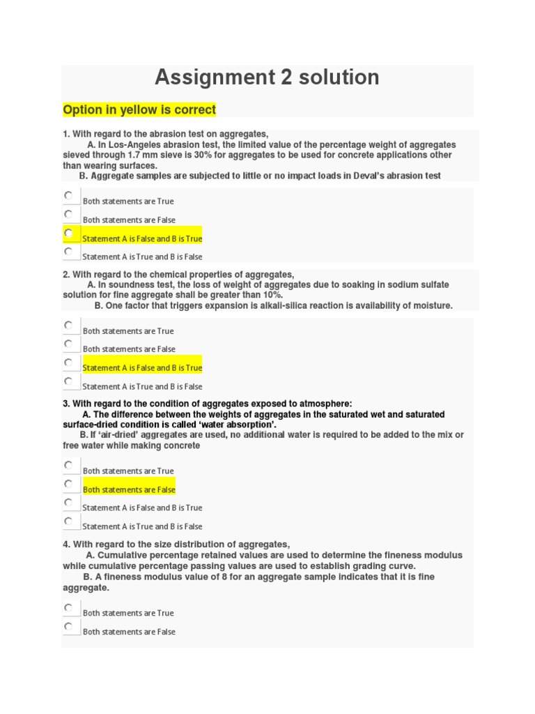 Assignment 2 Solution | PDF | Construction Aggregate | Wear