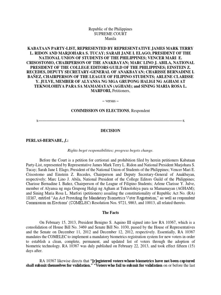 Kabataan Party List | PDF | Suffrage | Voting Rights In The United States