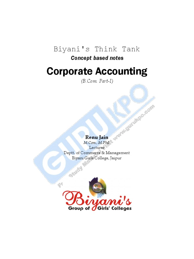 Corporate Accounting (B.Com) P-1 PDF | PDF | Consolidation (Business ...