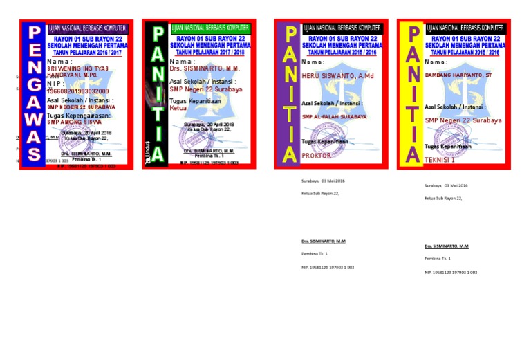 Contoh Kartu Panitia | PDF