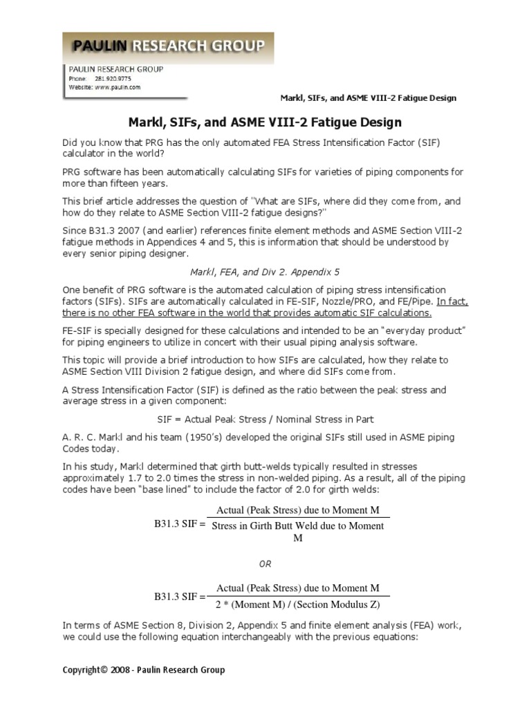 Markl SIFs & Asme Viii | PDF | Fatigue (Material) | Finite Element Method