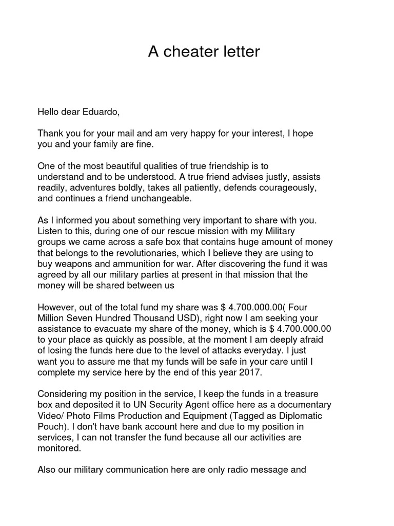 A Cheater Letter 1 | PDF | Violence